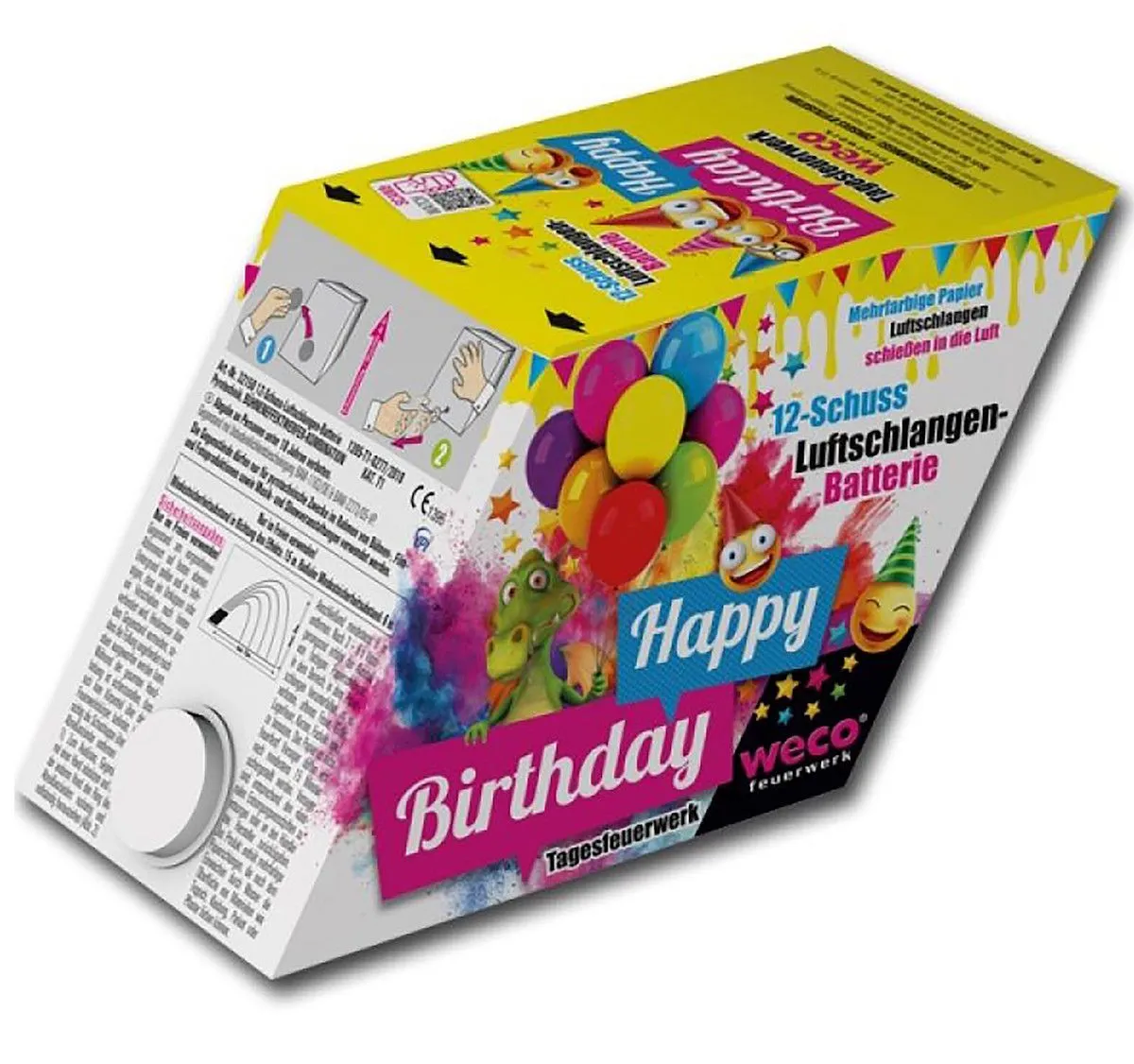 WECO Happy Birthday Luftschlangen-Batterie 12 Schuss