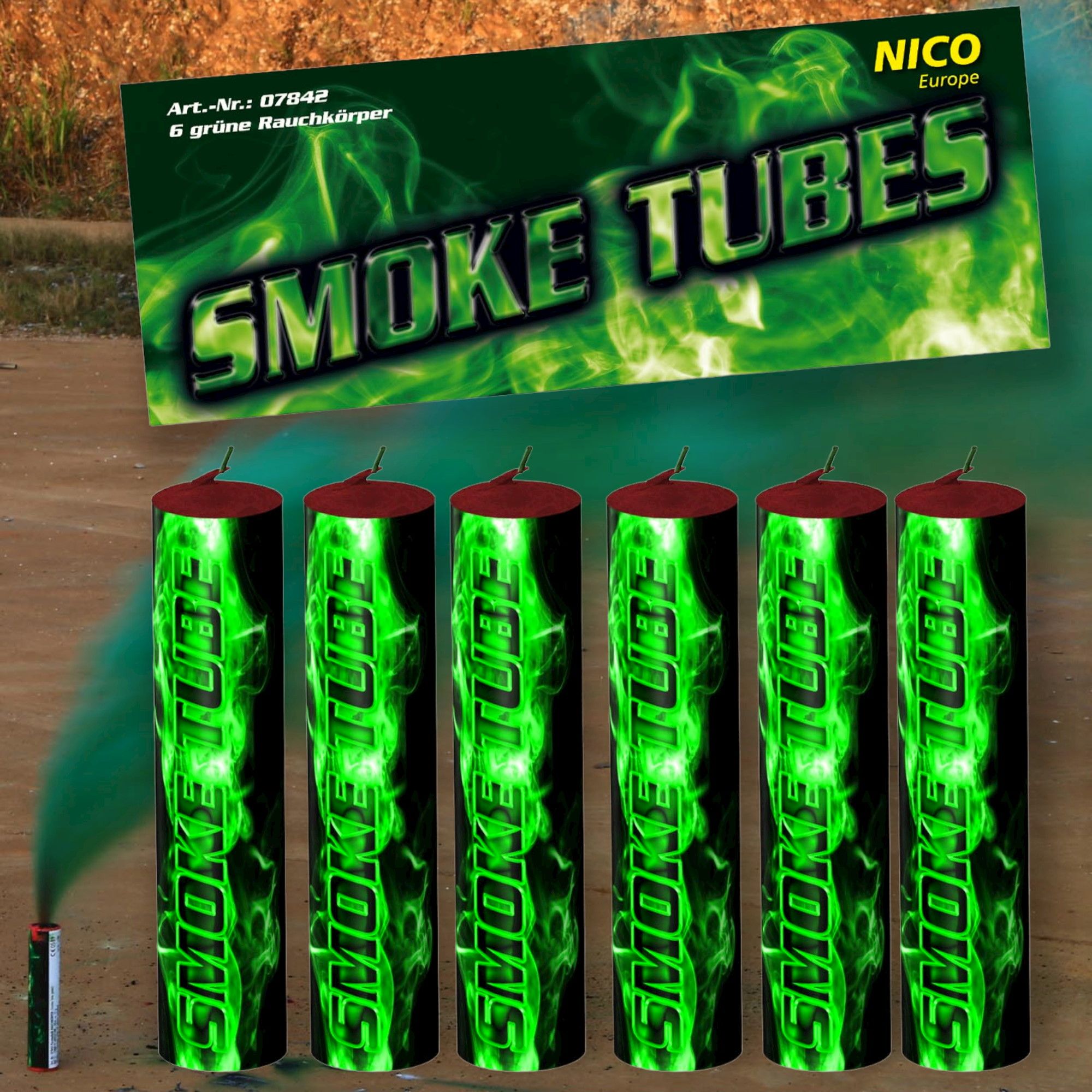 Smoke Tubes, Grün, 6er Btl. NICO